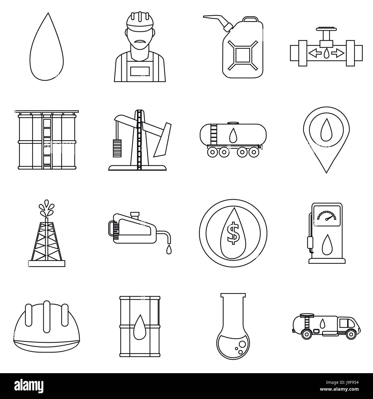 Oil industry icons set, outline style Stock Vector Image & Art - Alamy