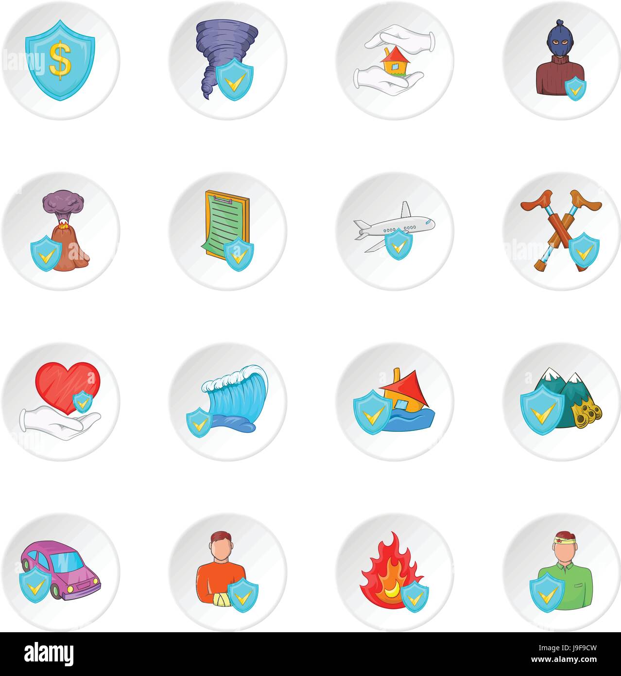 Insurance icons, cartoon style Stock Vector Image & Art - Alamy