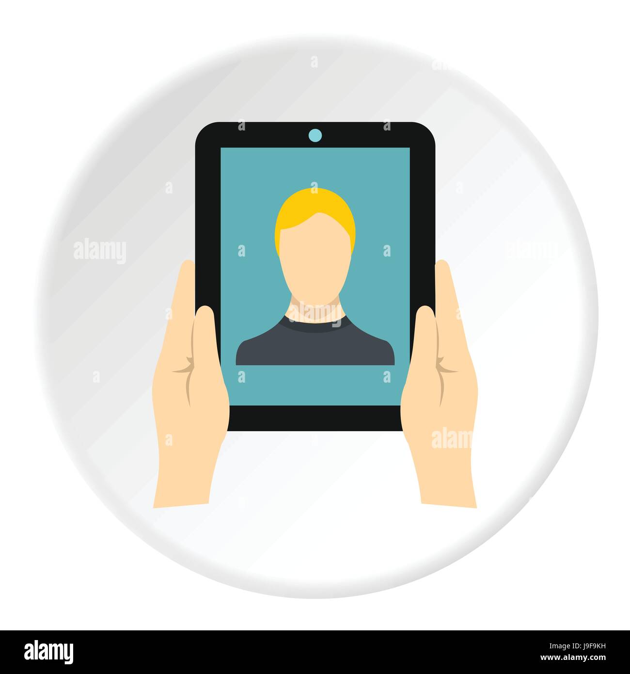 Man taking selfie using tablet icon, flat style Stock Vector Image ...
