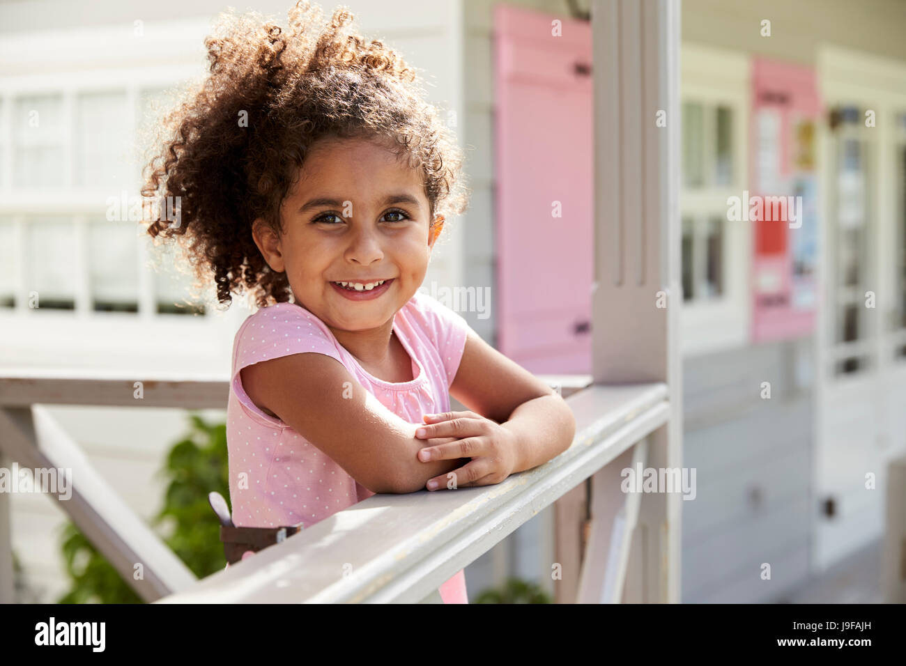 Portrait Of Female Pupil Outside Classroom At Montessori School Stock ...