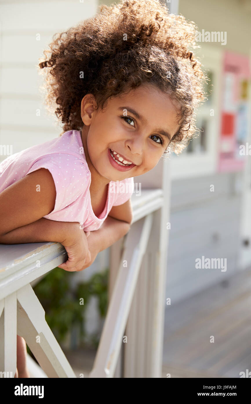 Portrait Of Female Pupil Outside Classroom At Montessori School Stock ...