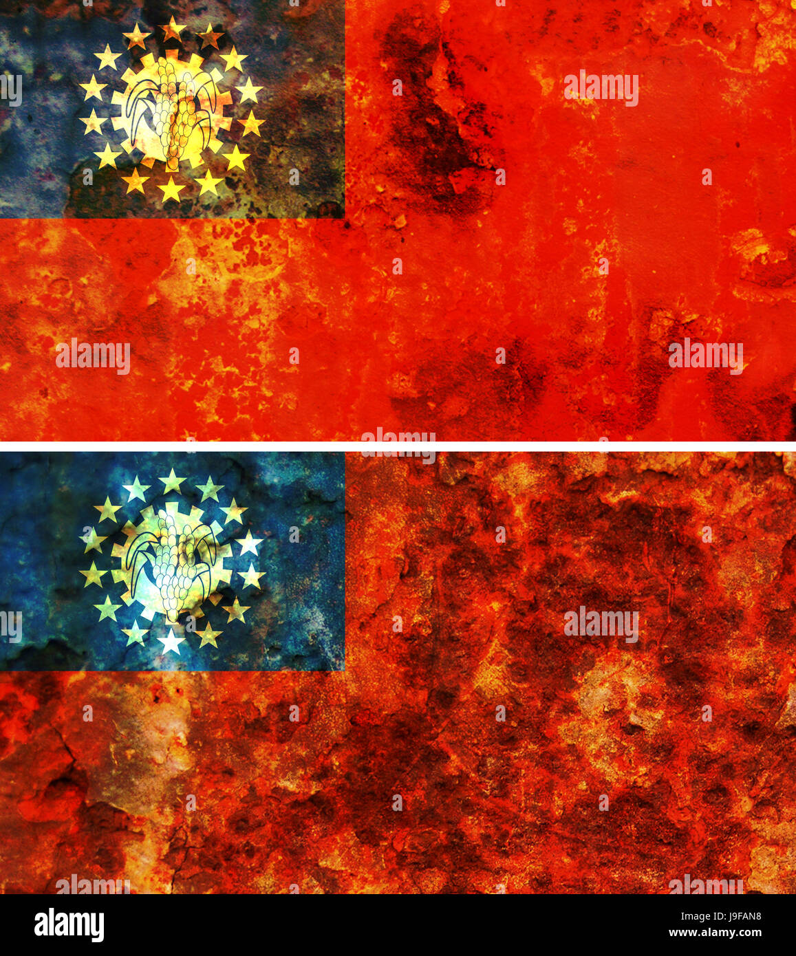 political, colour, conflict, asia, wall, flag, rust, paint, myanmar ...