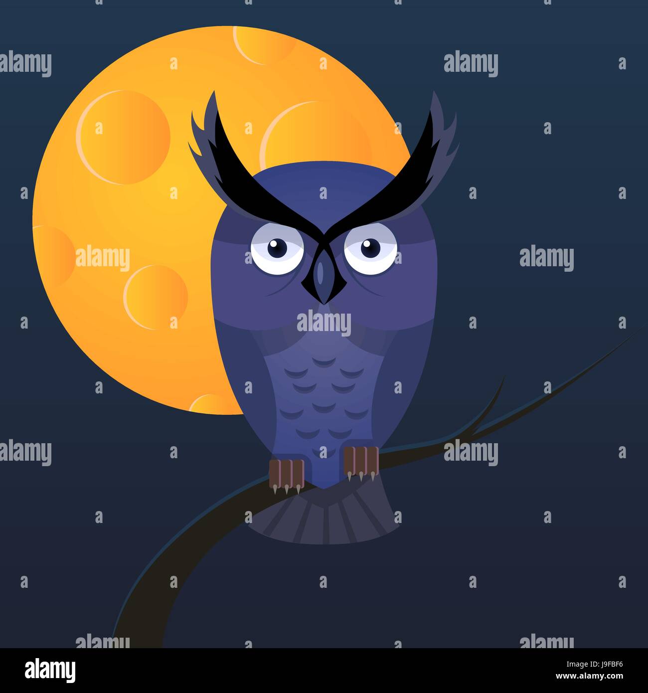 owl, moon vector cartoon illustration Stock Vector Image & Art - Alamy
