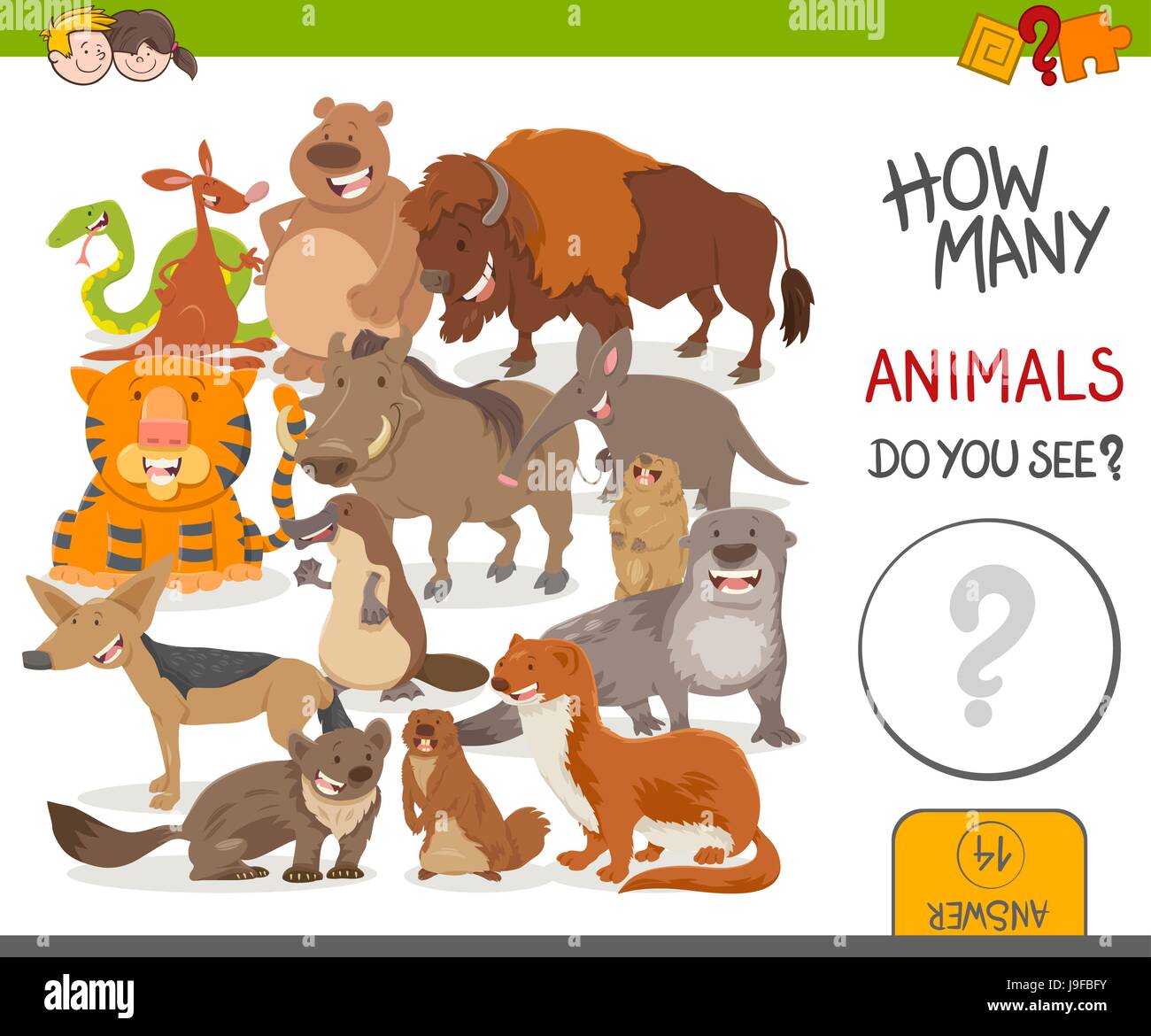 Cartoon Illustration of Educational Counting Activity Game for Kids ...