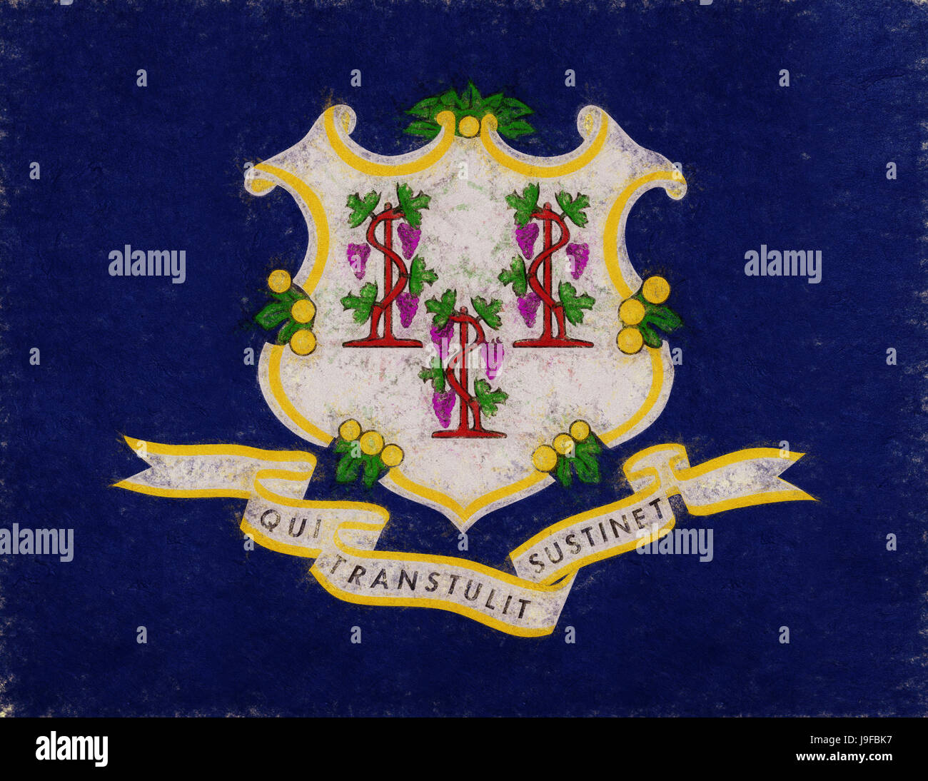 Illustration of the flag of Connecticut state in America with a grunge ...