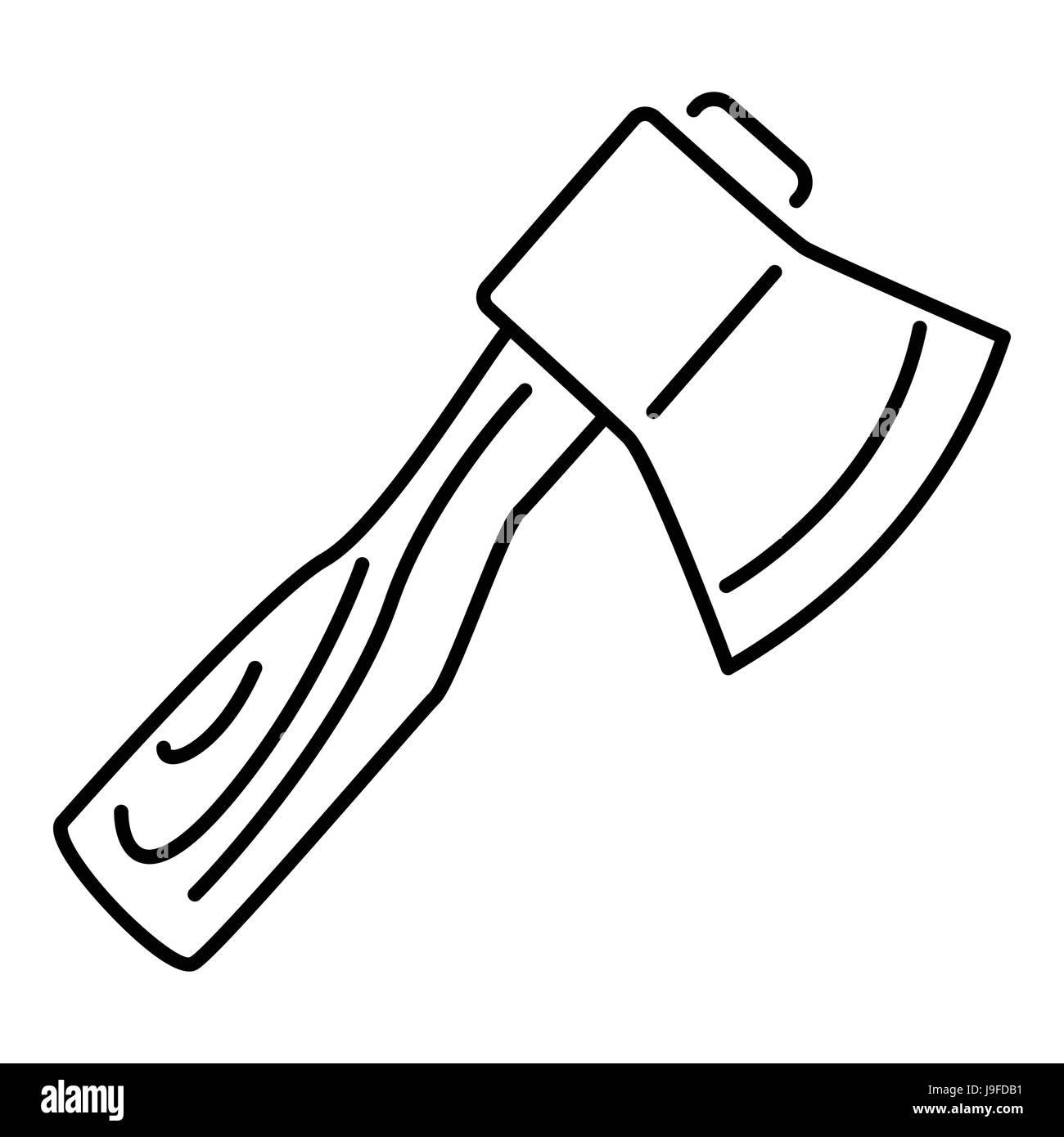 Axe with wooden handle icon, outline style Stock Vector Image & Art - Alamy
