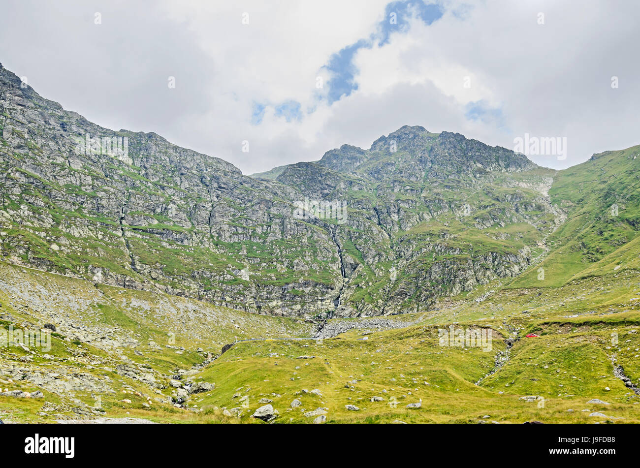 Fagaras mountains, Carpathians with green grass and rocks ...