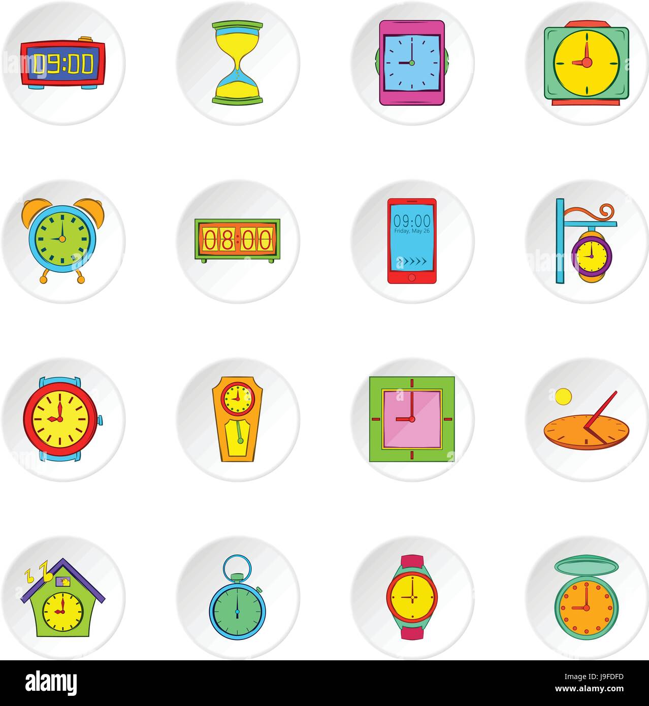 Clock icons set, flat style Stock Vector Image & Art - Alamy