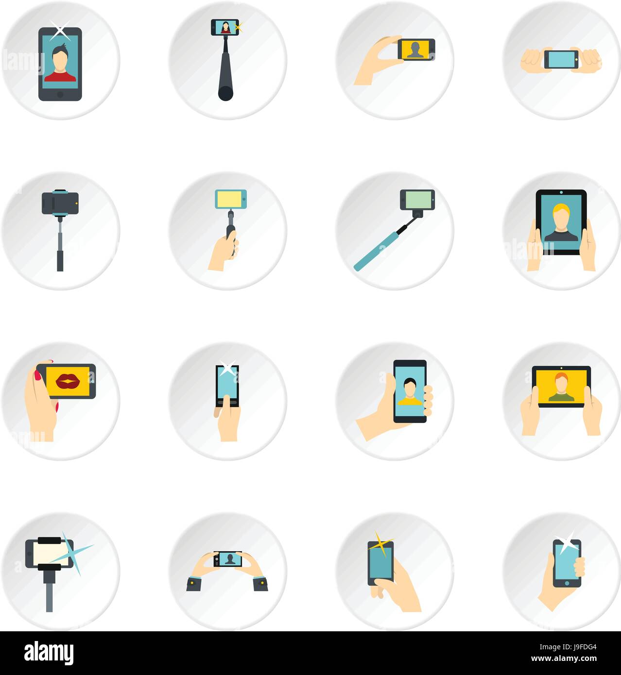 Selfie icons set, flat style Stock Vector Image & Art - Alamy