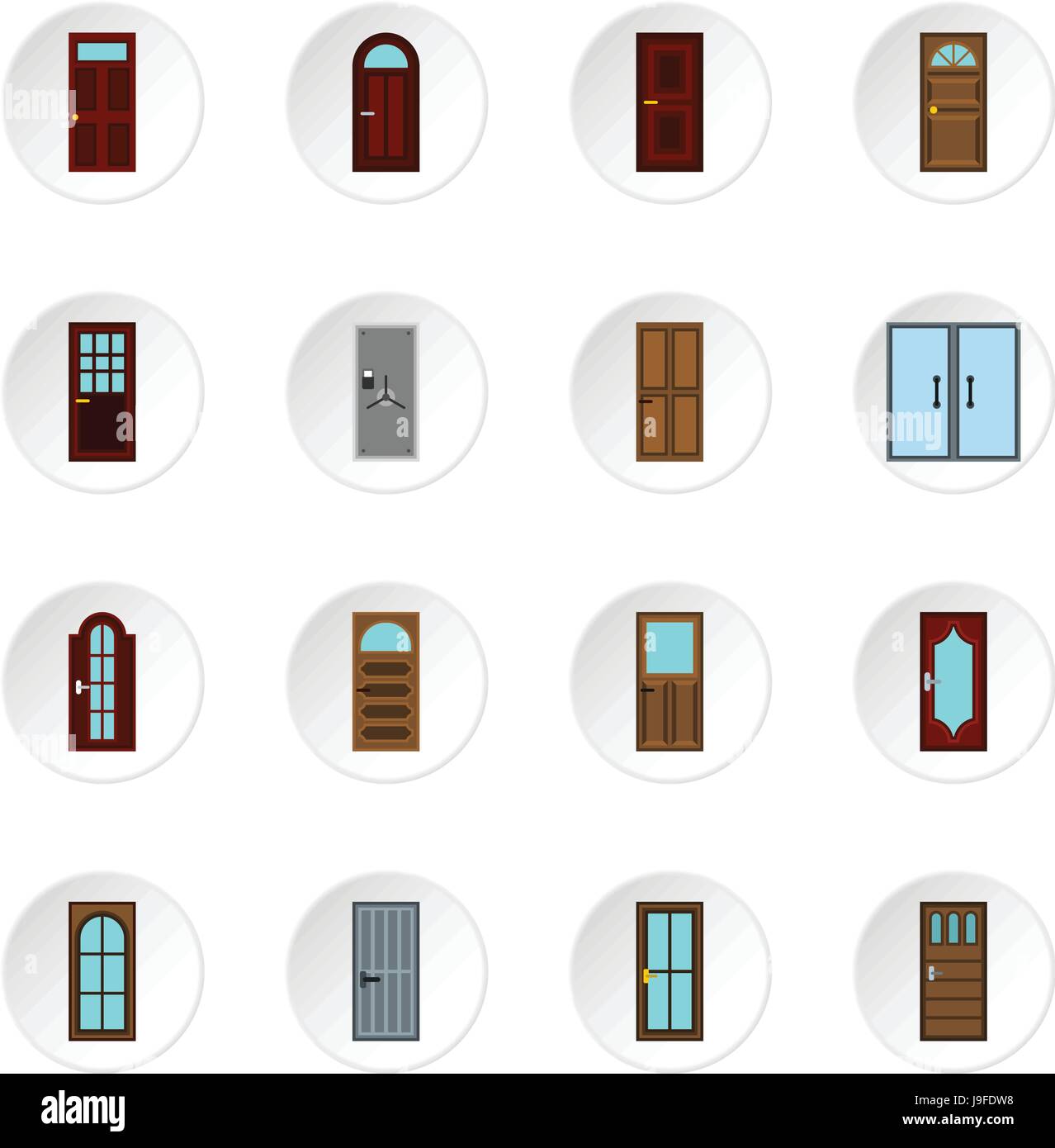 Door icons set, flat style Stock Vector Image & Art - Alamy