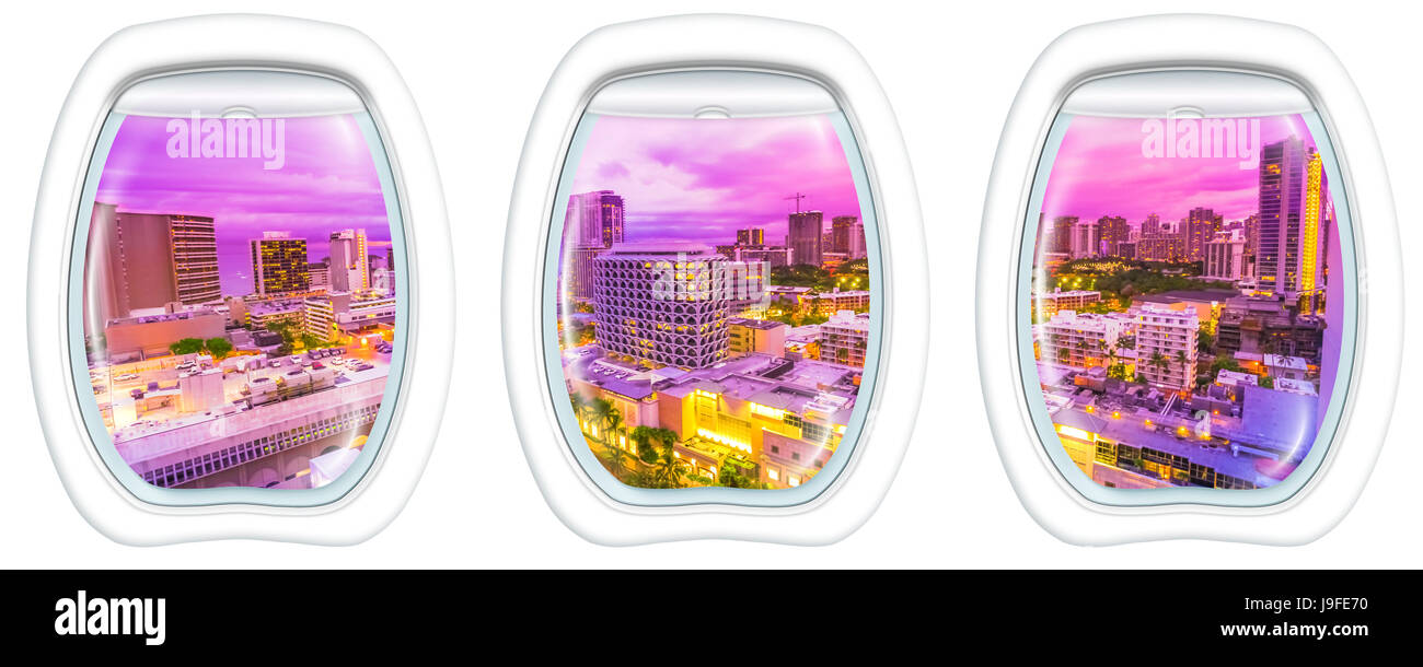 Waikiki Skyline Night Honolulu Hawaii High Resolution Stock Photography ...