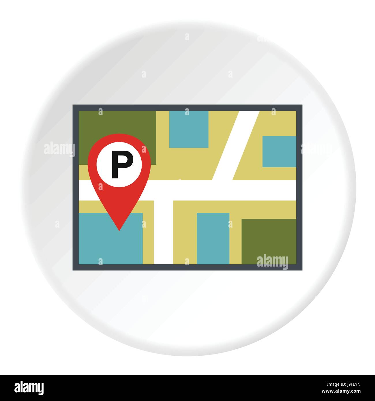 Map of GPS with parking sign icon, flat style Stock Vector Image & Art ...