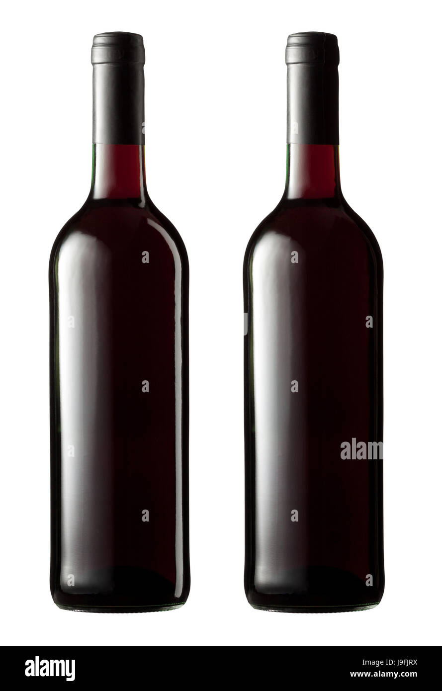 Two red wine bottle isolated on white background Stock Photo - Alamy