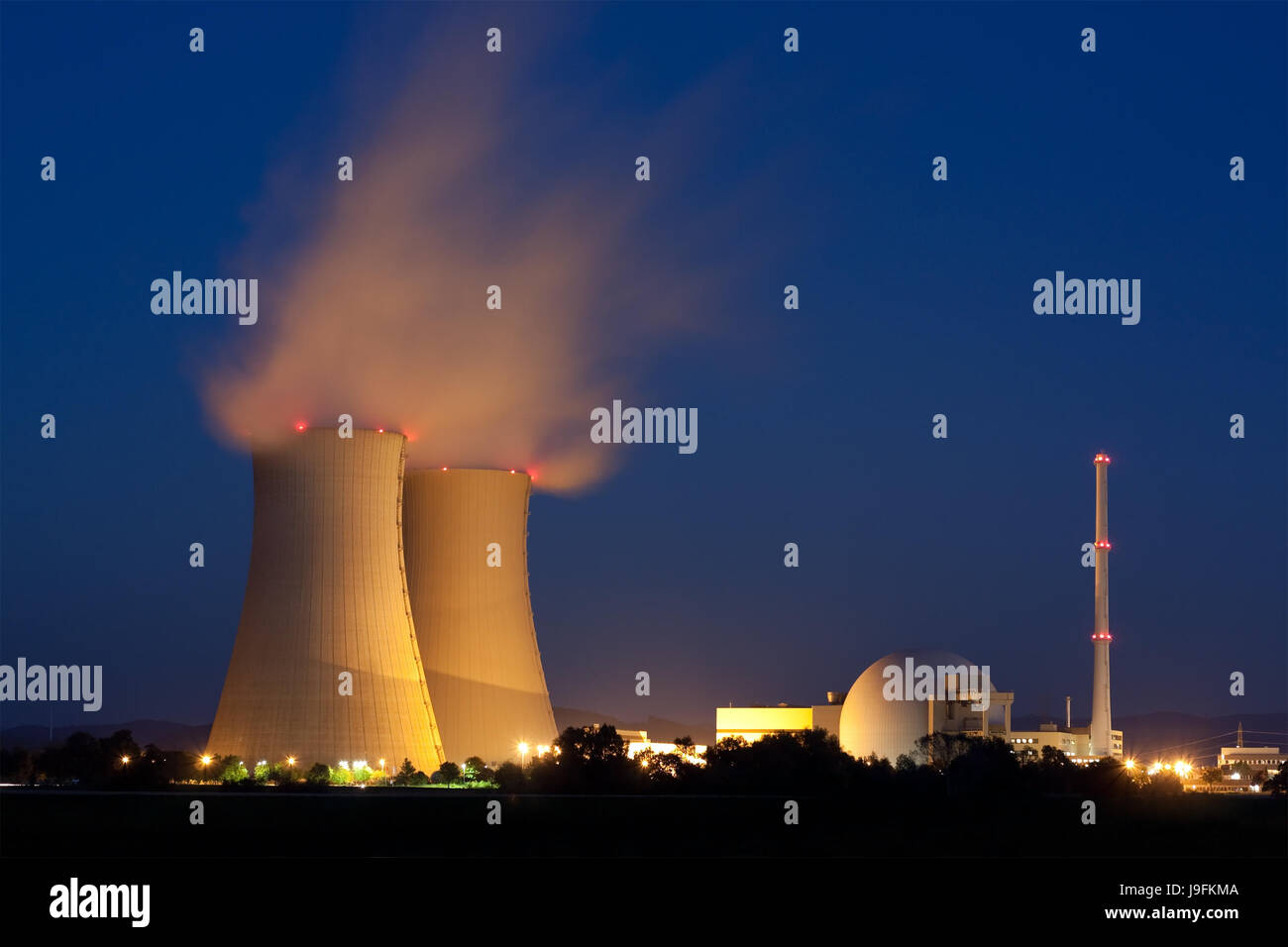 power station, night, nighttime, energy, power, electricity, electric ...