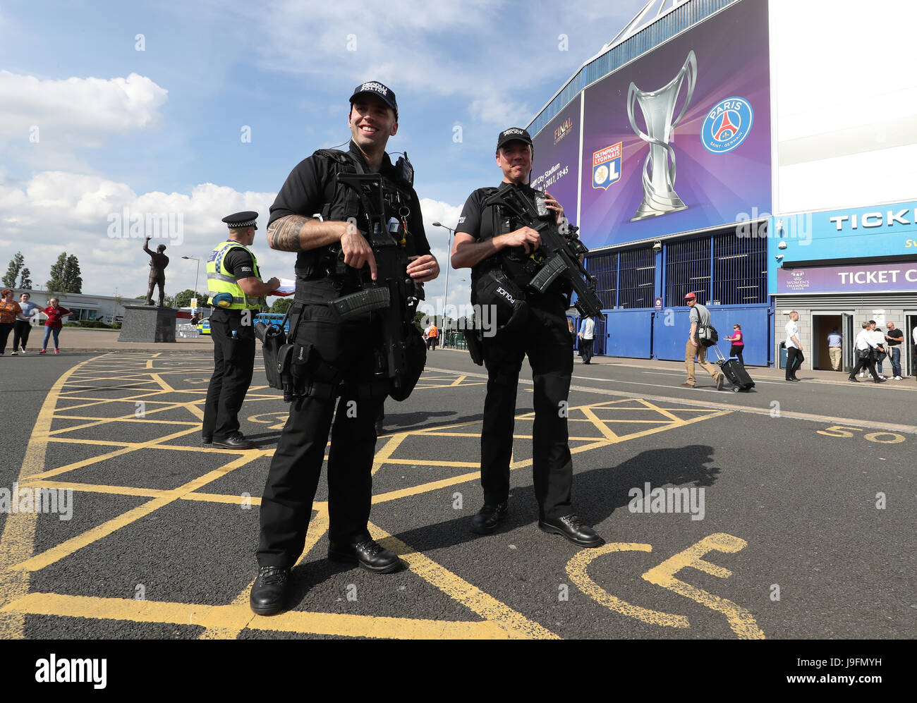 An armed police presence outside the Cardiff City Stadium ahead of the ...