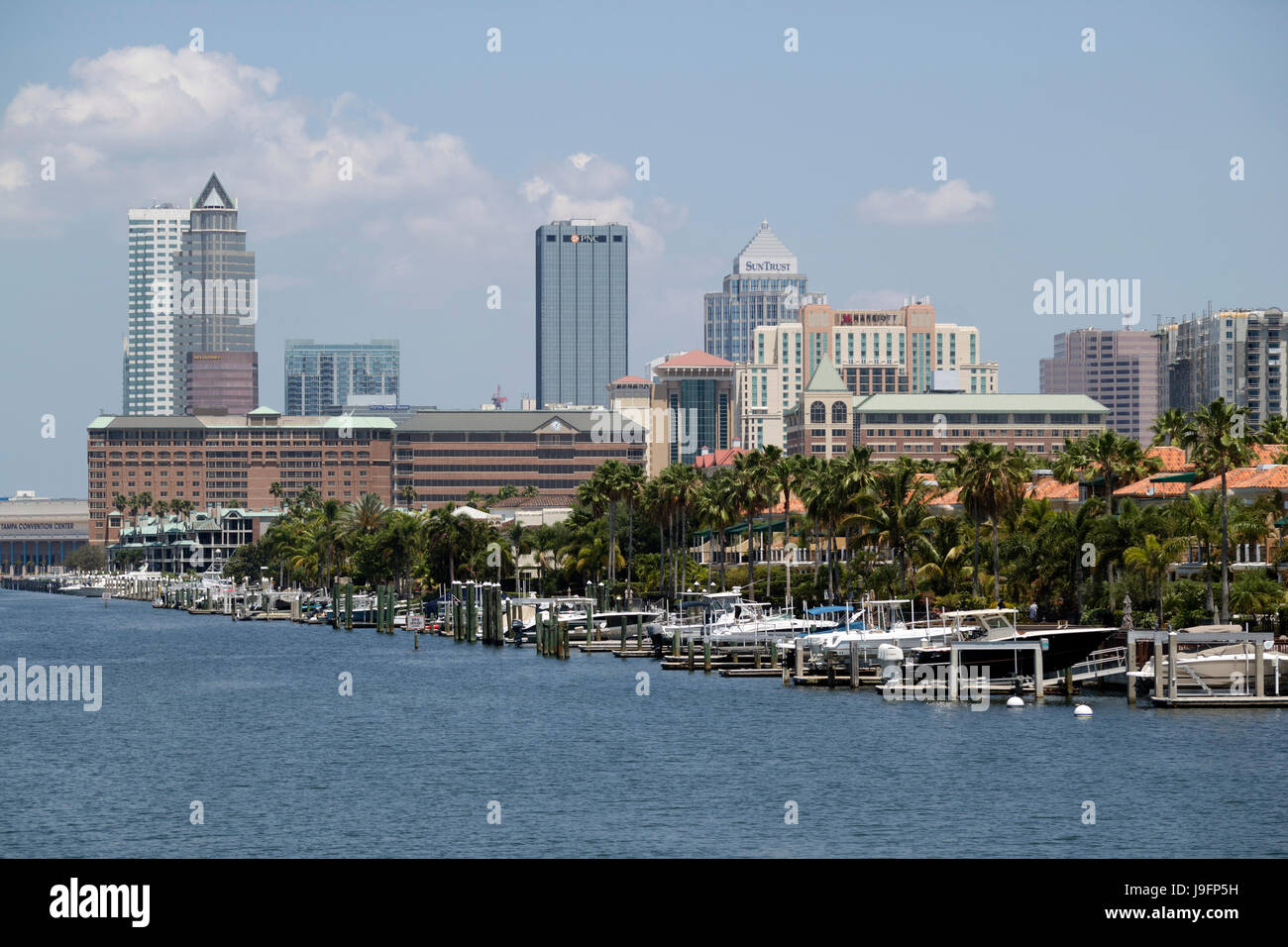 Port of Tampa Florida USA April 2017. The Tampa skyline viewed from mid ...