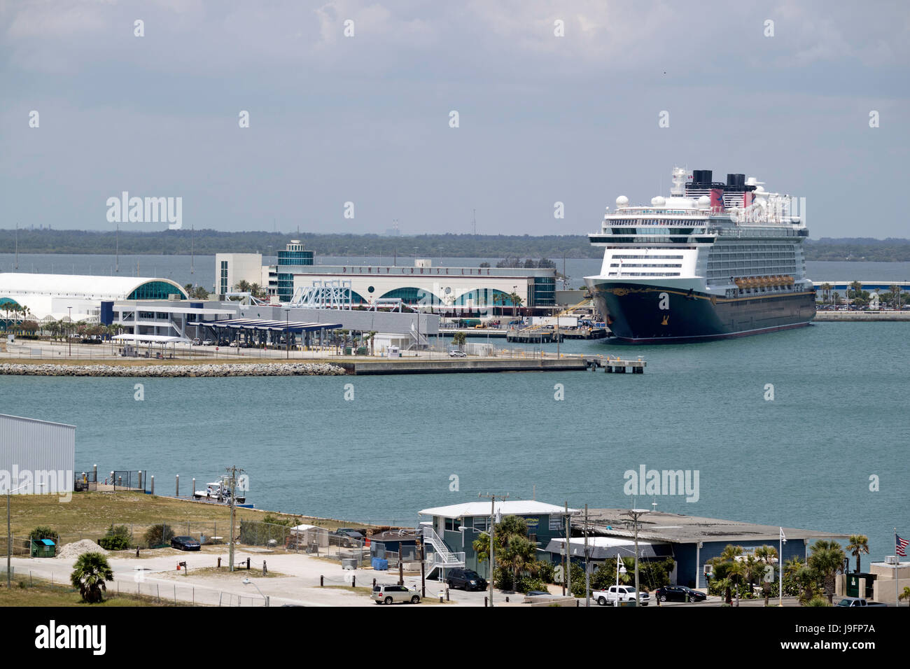 Cruise ship alongside the Disney Cruise Line terminal at Port Canaveral ...