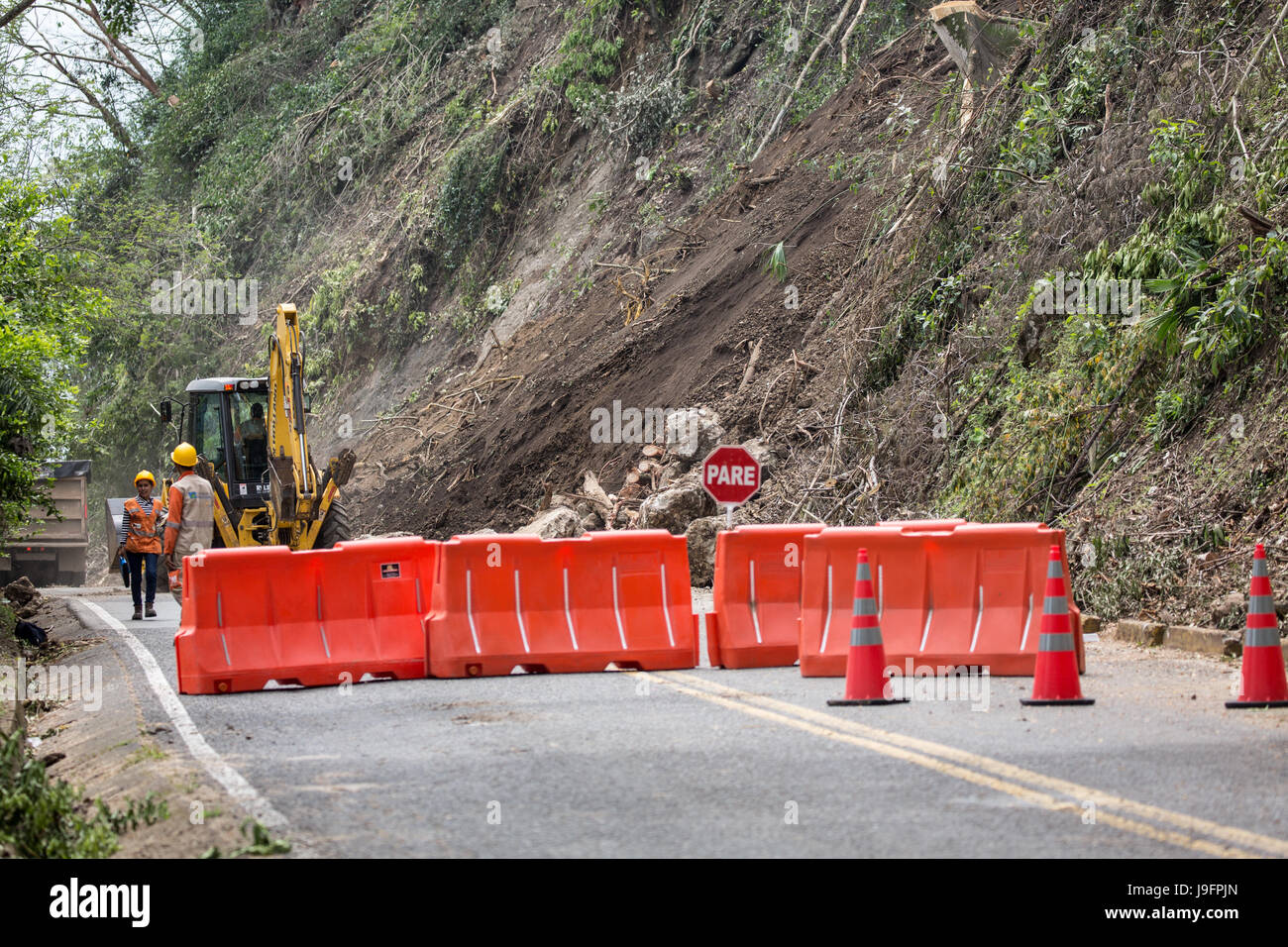 Landslide road block hi-res stock photography and images - Alamy