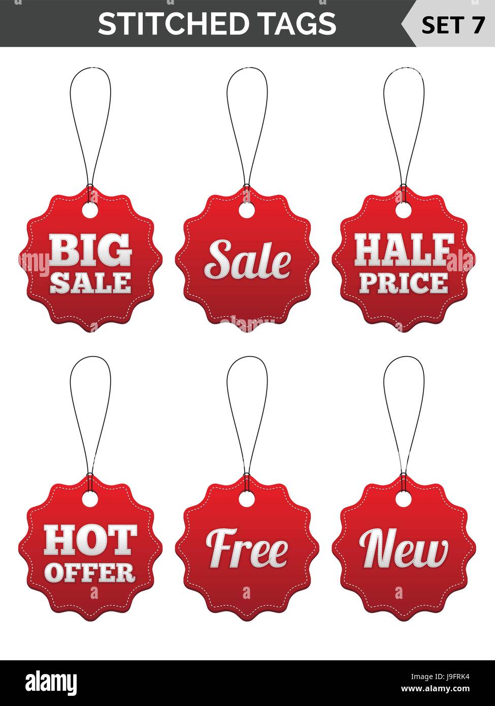 Stitched tags. Set 7. Vector illustration Stock Vector Image & Art - Alamy