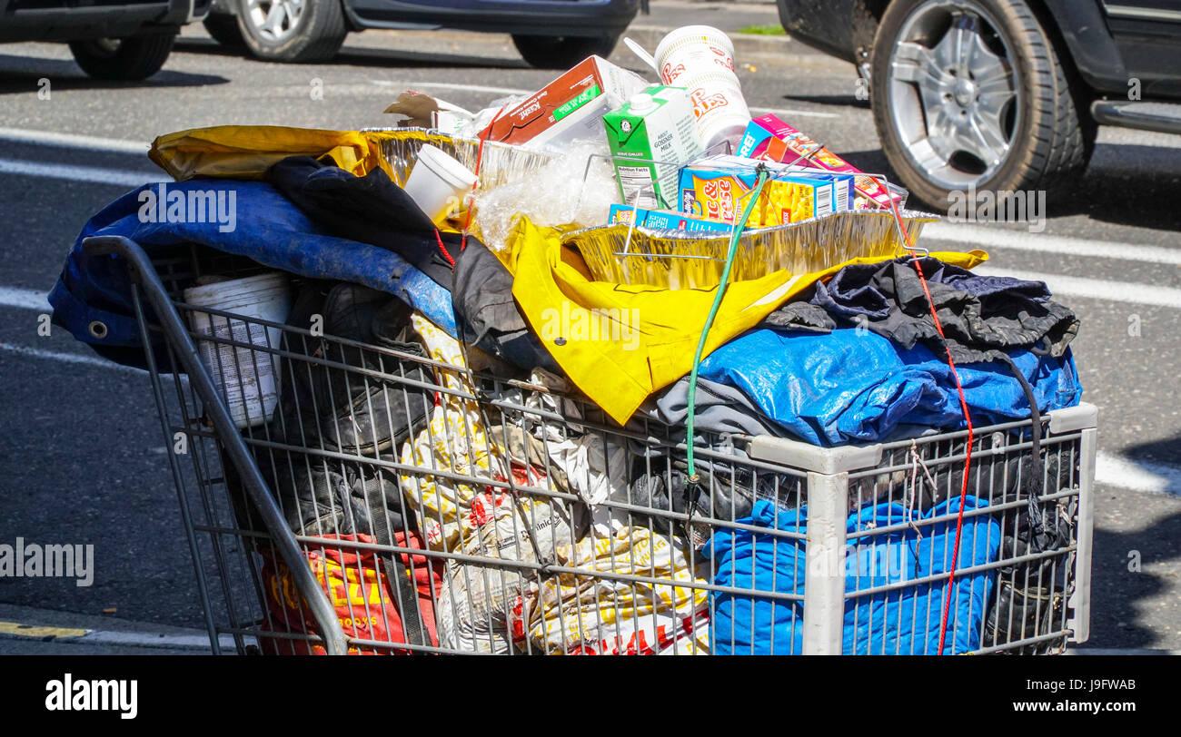 Cart with all the belongings of homeless people in Portland - PORTLAND ...