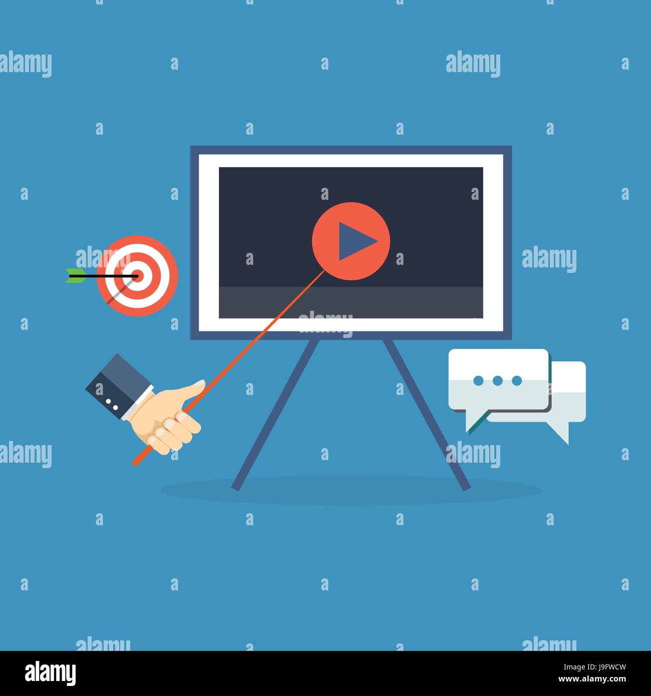 Presentation, training, seminar concept. Flat design. Isolated on color ...