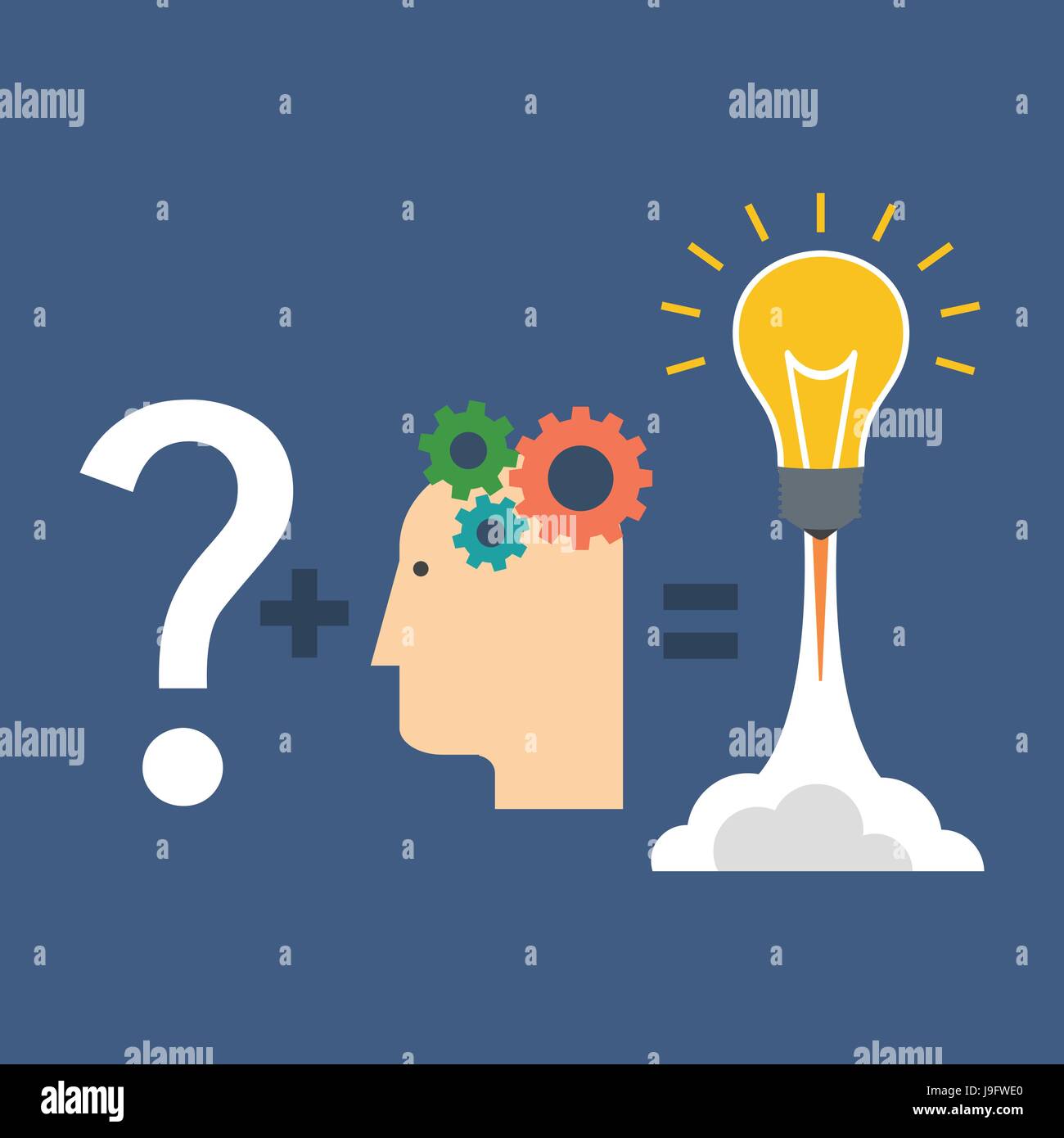 Finding solution, innovation concept. Flat design. Isolated on color ...