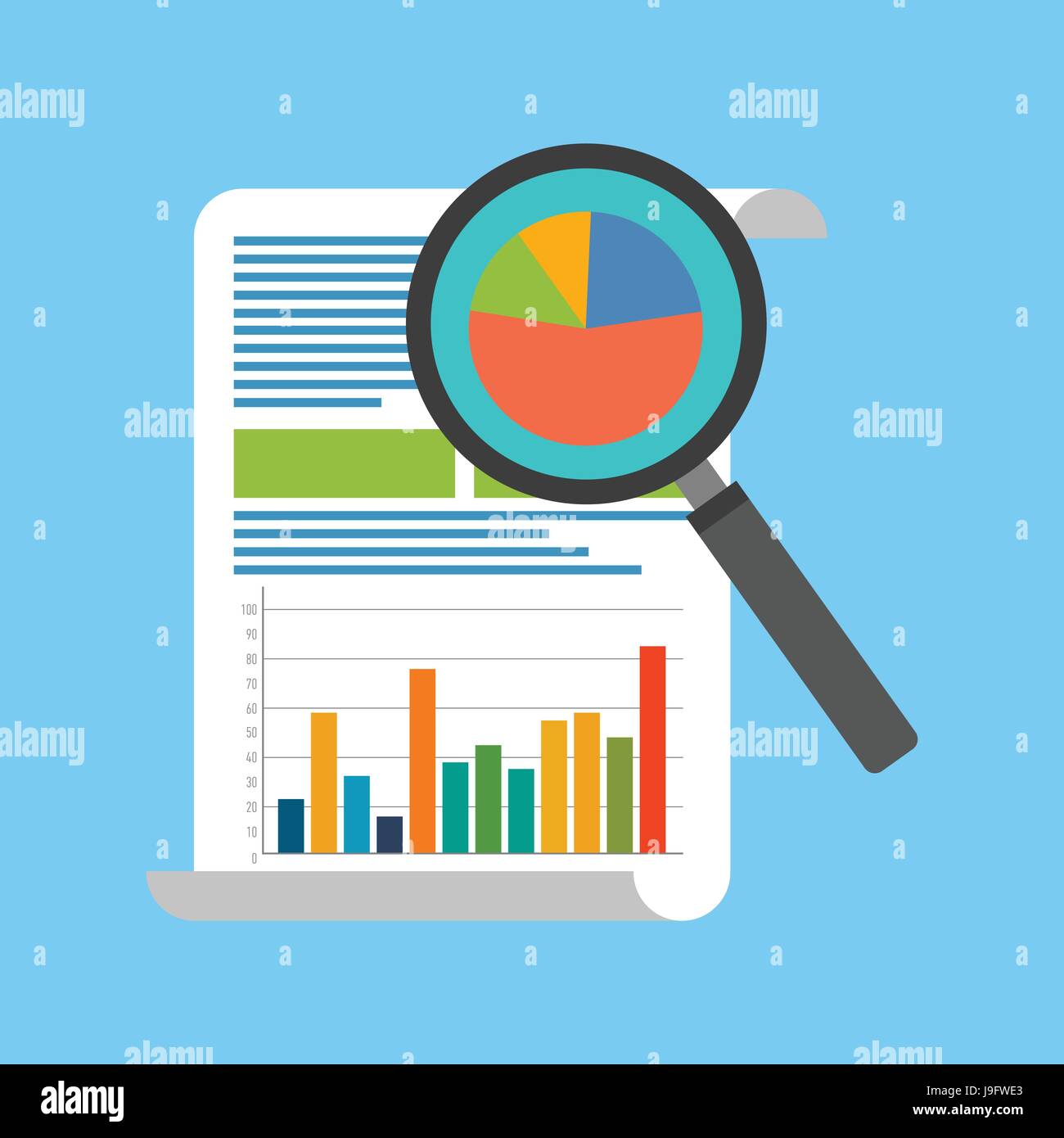 Data analysis concept. Flat design. Isolated on color background Stock ...