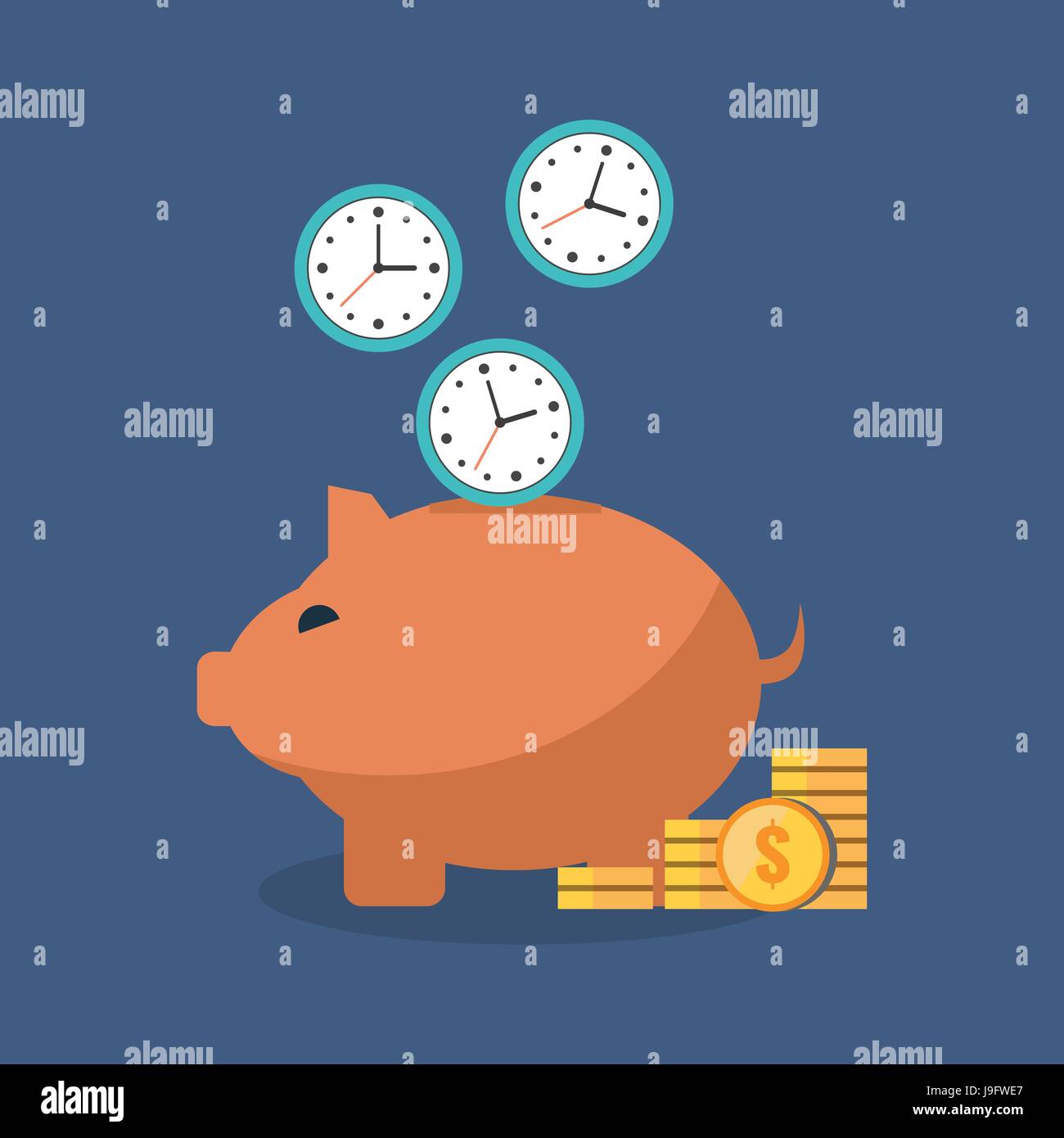 Time is money concept. Flat design. Isolated on color background Stock ...
