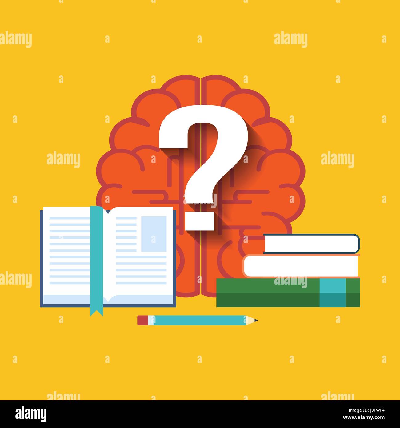 Searching for answers, learning concept. Flat design. Isolated on color ...