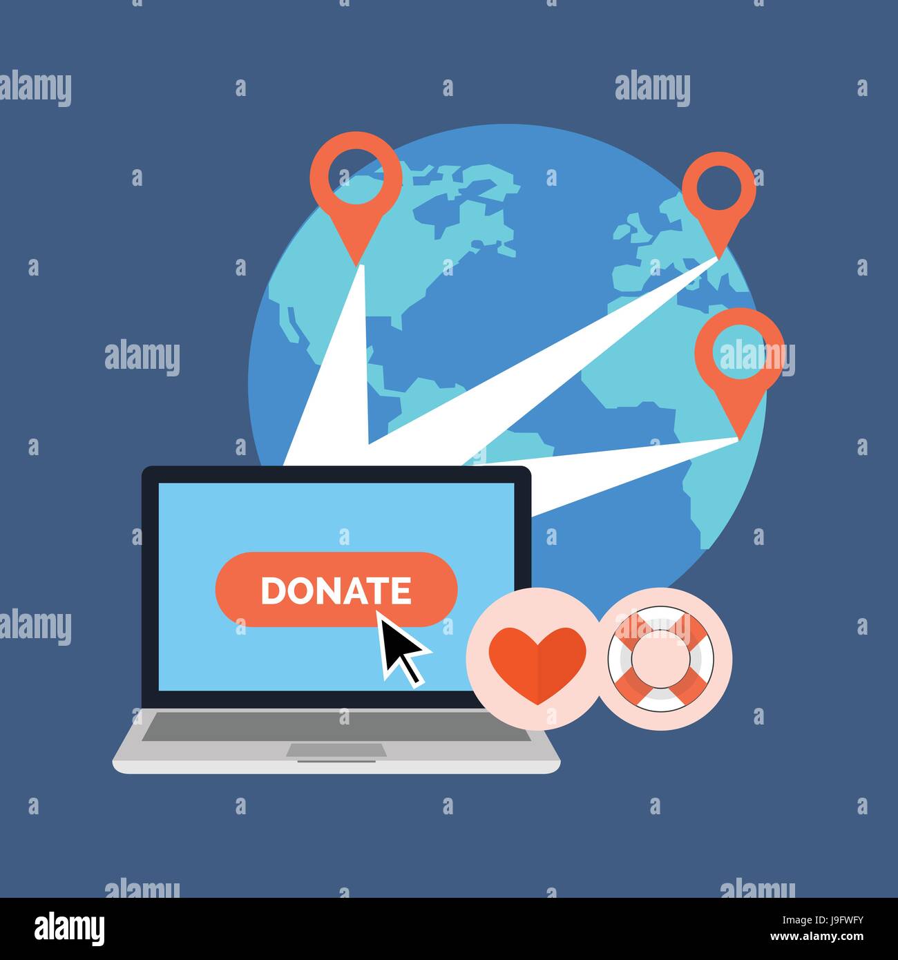 Online charity, donate concept. Flat design. Isolated on color ...