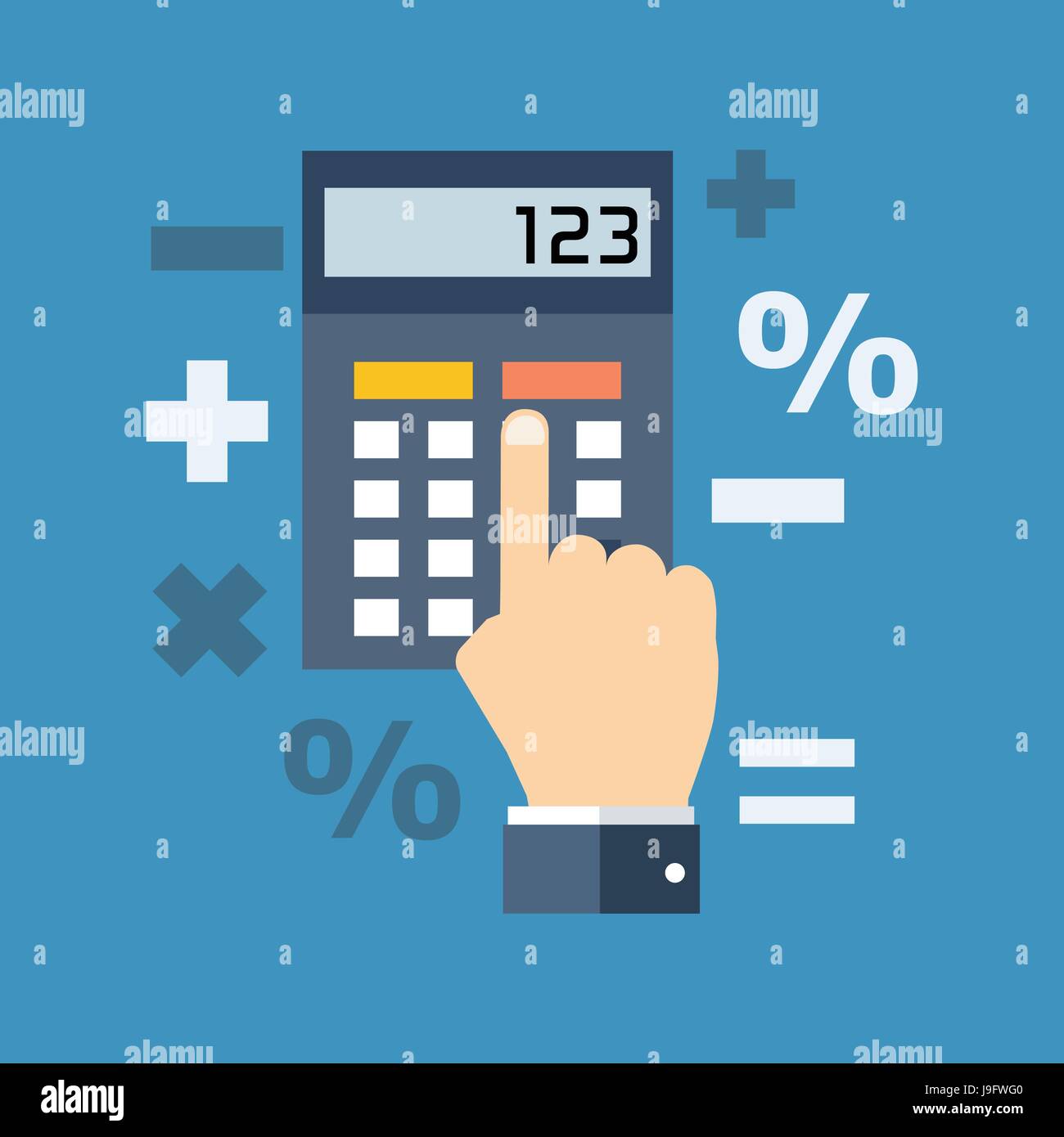 Calculation, mathematics, accountant concept. Flat design. Isolated on ...