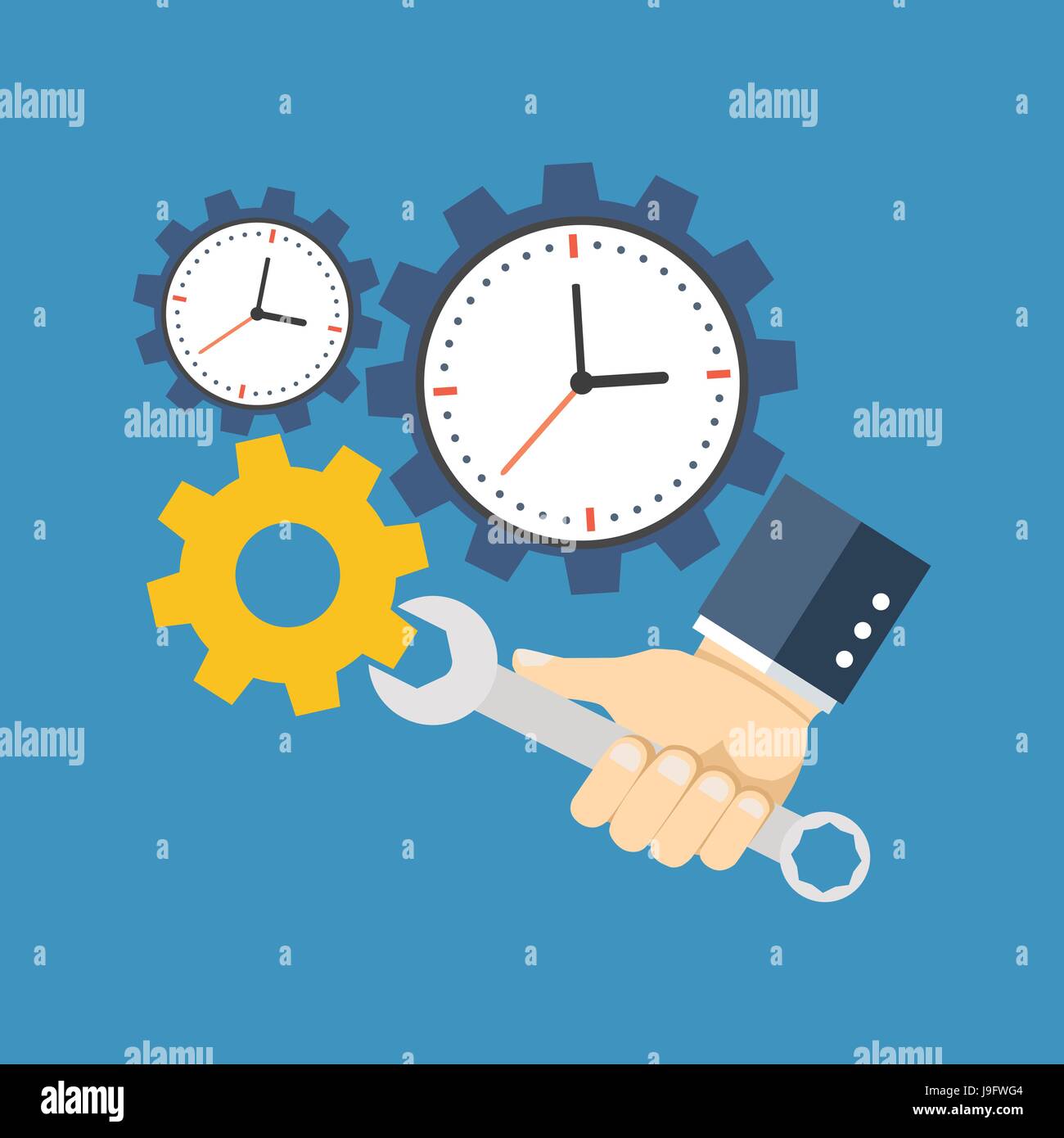 Time management concept. Flat design. Isolated on color background ...