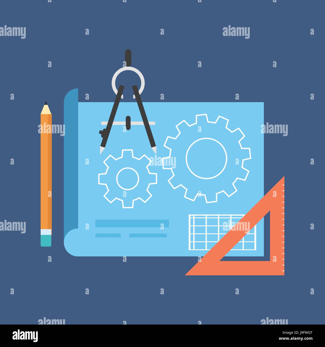 Project development concept. Flat design. Isolated on color background ...