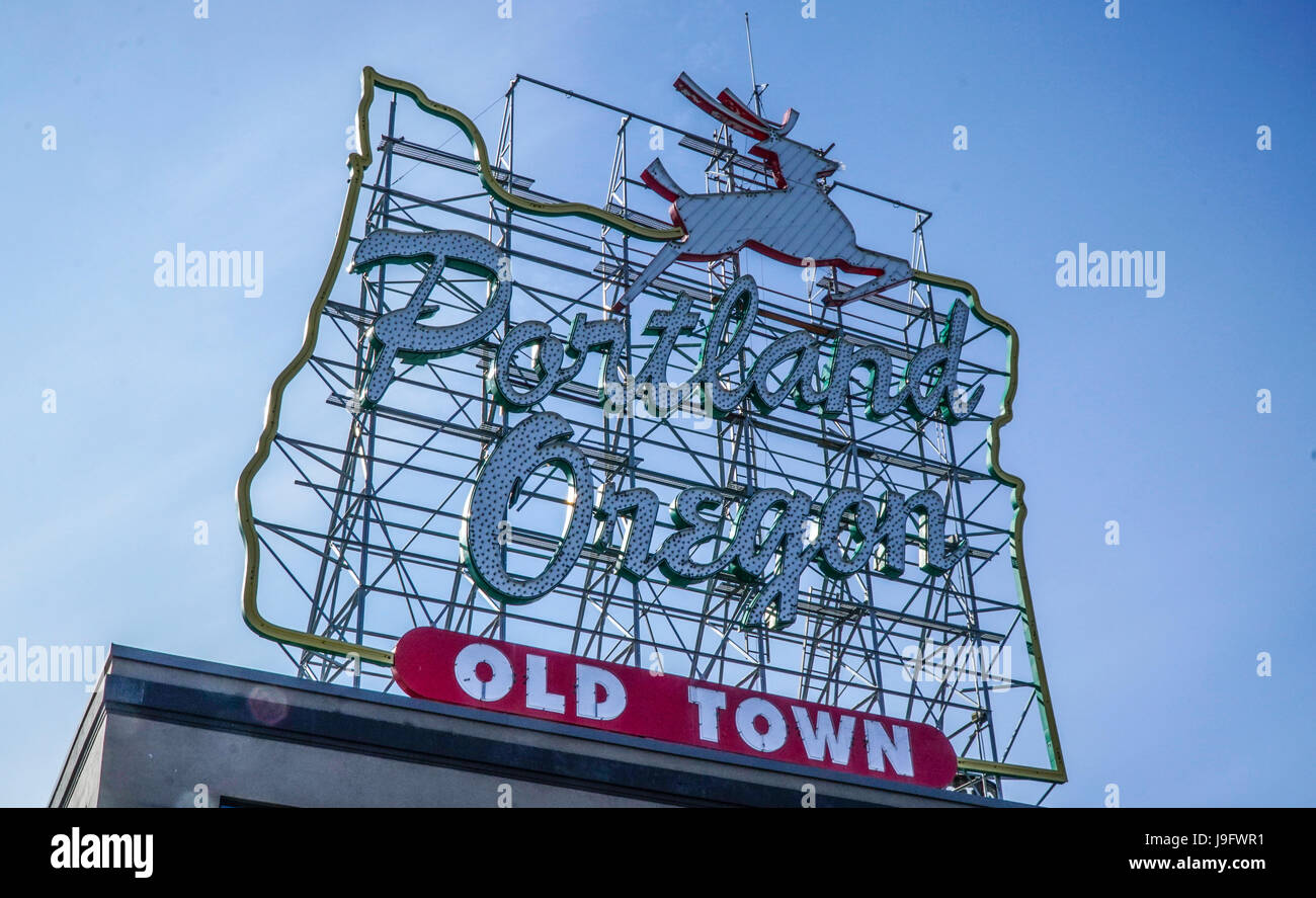 Portland oregon sign old town hi-res stock photography and images - Alamy