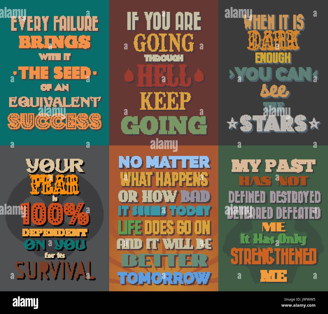 Unusual motivational and inspirational quotes posters. Set 1. Vector ...