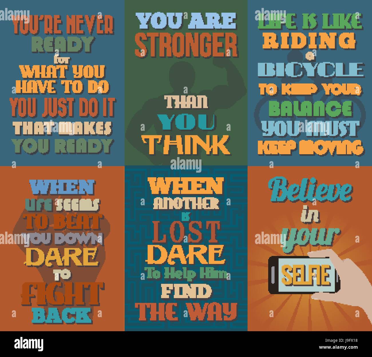 Unusual motivational and inspirational quotes posters. Set 12. Vector ...