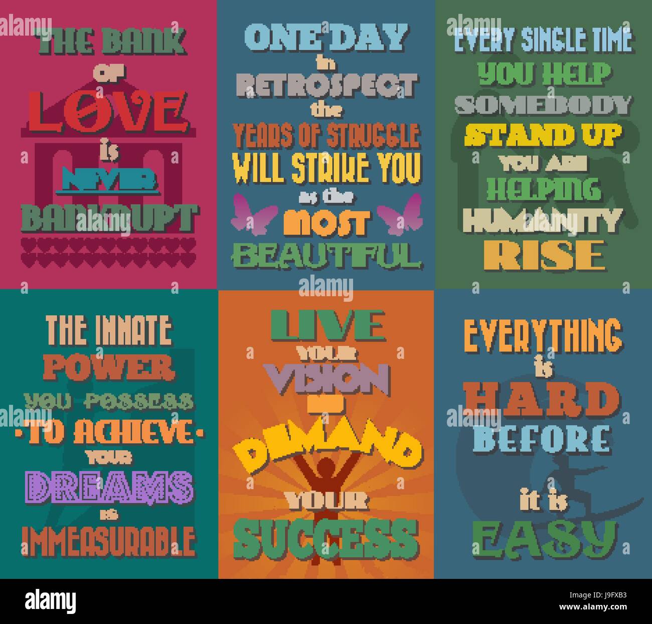 Unusual motivational and inspirational quotes posters. Set 3. Vector ...