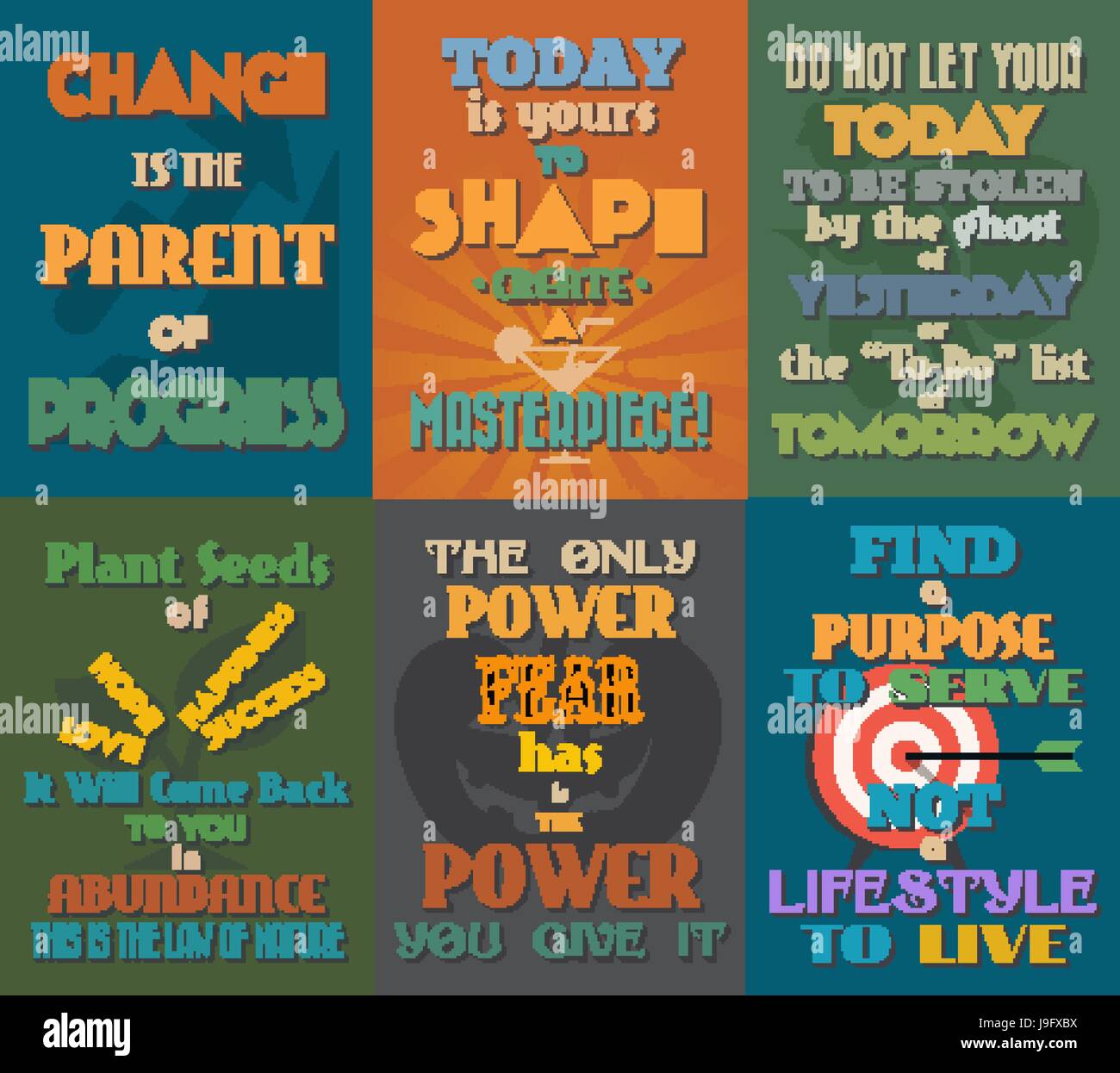 Unusual motivational and inspirational quotes posters. Set 4. Vector ...