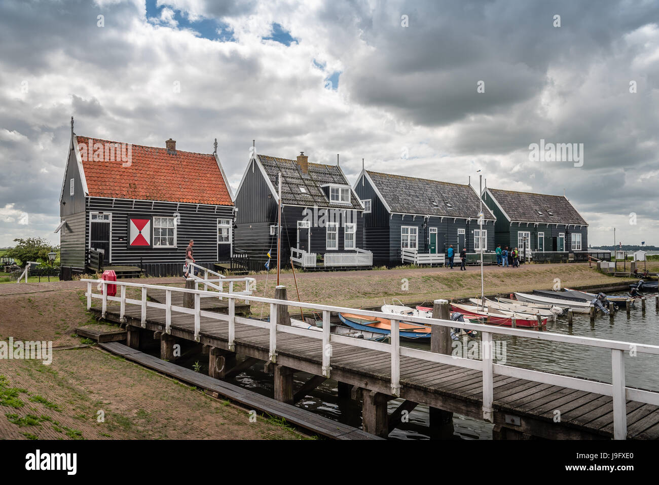 Marken, Netherlands - August 08, 2016. Picturesque traditional houses ...
