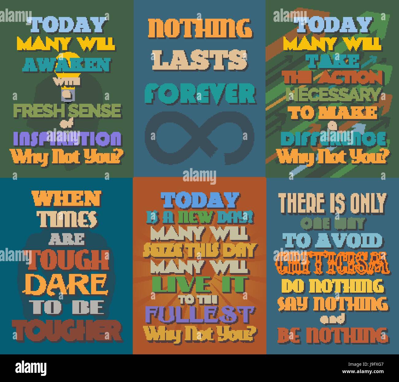 Unusual motivational and inspirational quotes posters. Set 5. Vector ...