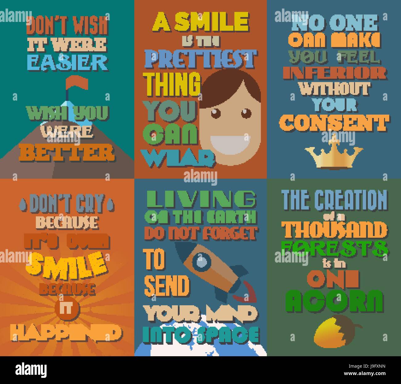 Unusual motivational and inspirational quotes posters. Set 8. Vector ...