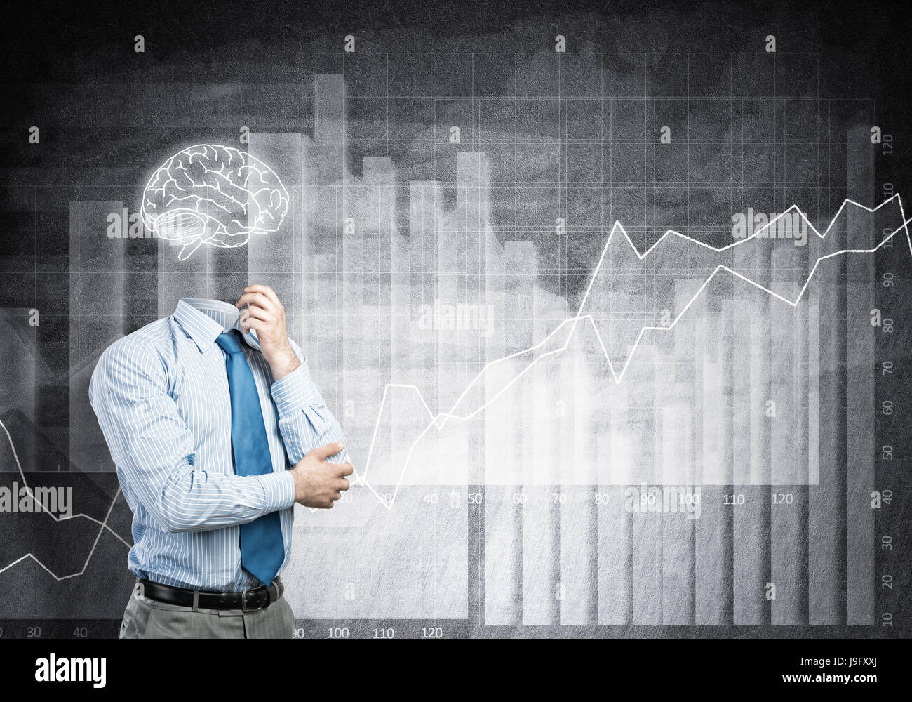 Brain headed businessman Stock Photo - Alamy
