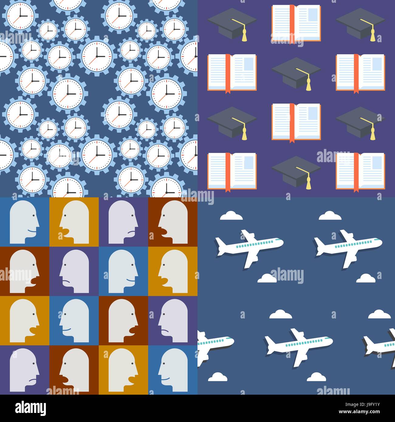 Seamless patterns. Set 5. Colorful objects. Vector Illustration Stock ...