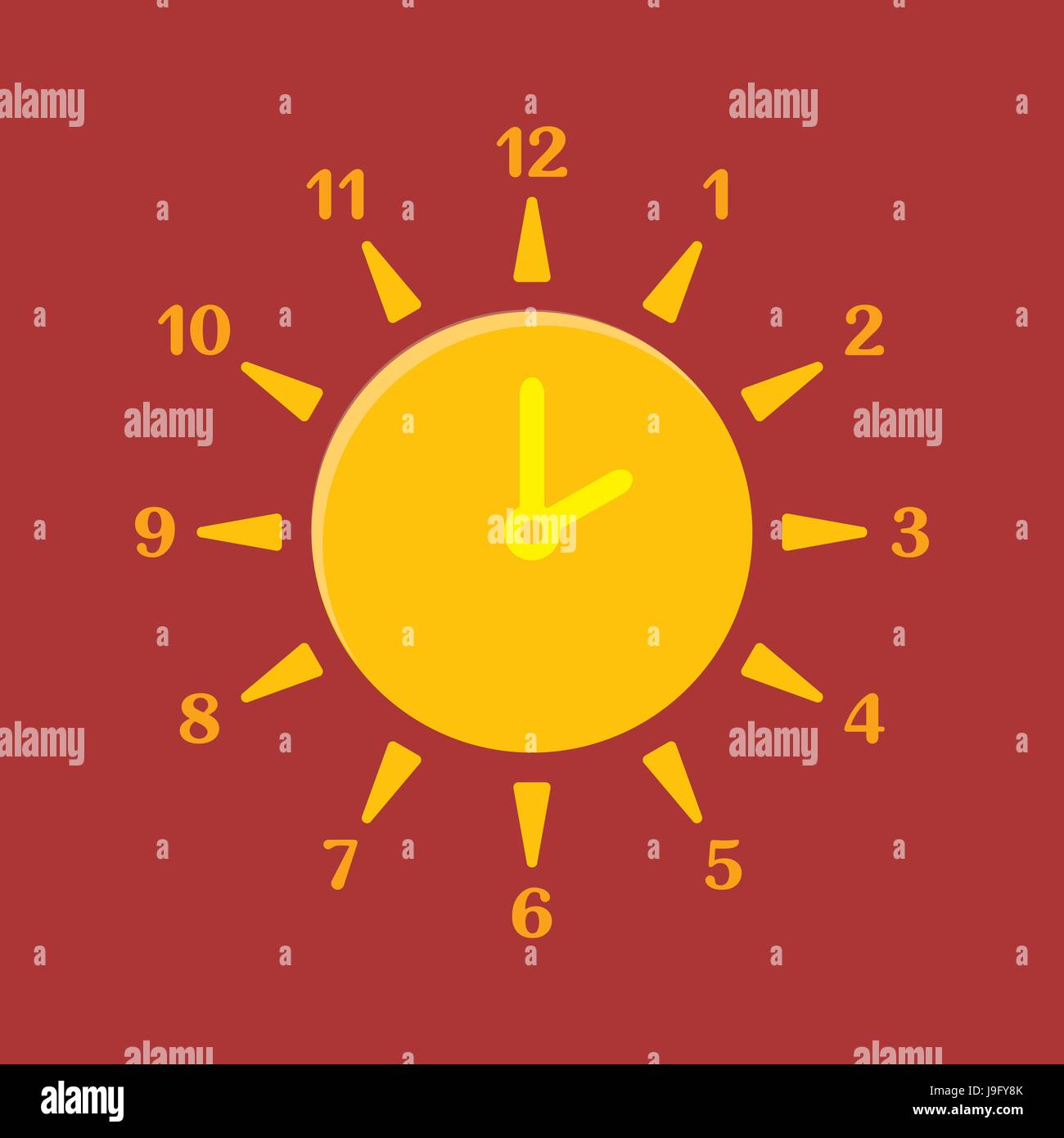 Combined clock and sun. Summer time concept. Vector illustration Stock ...