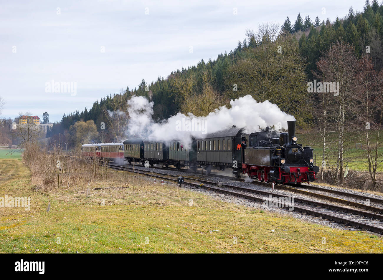Münsingen, Germany - March 28, 2016: Historic Wurttemberg T3 930 steam ...