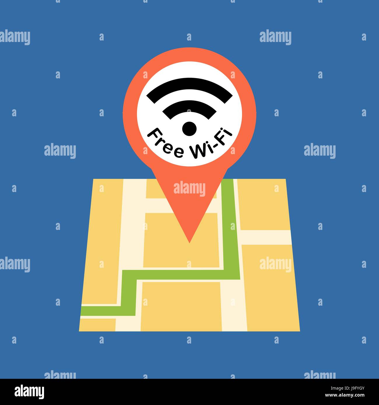 Finding free Wi-Fi zone concept . Flat design. Isolated on color ...
