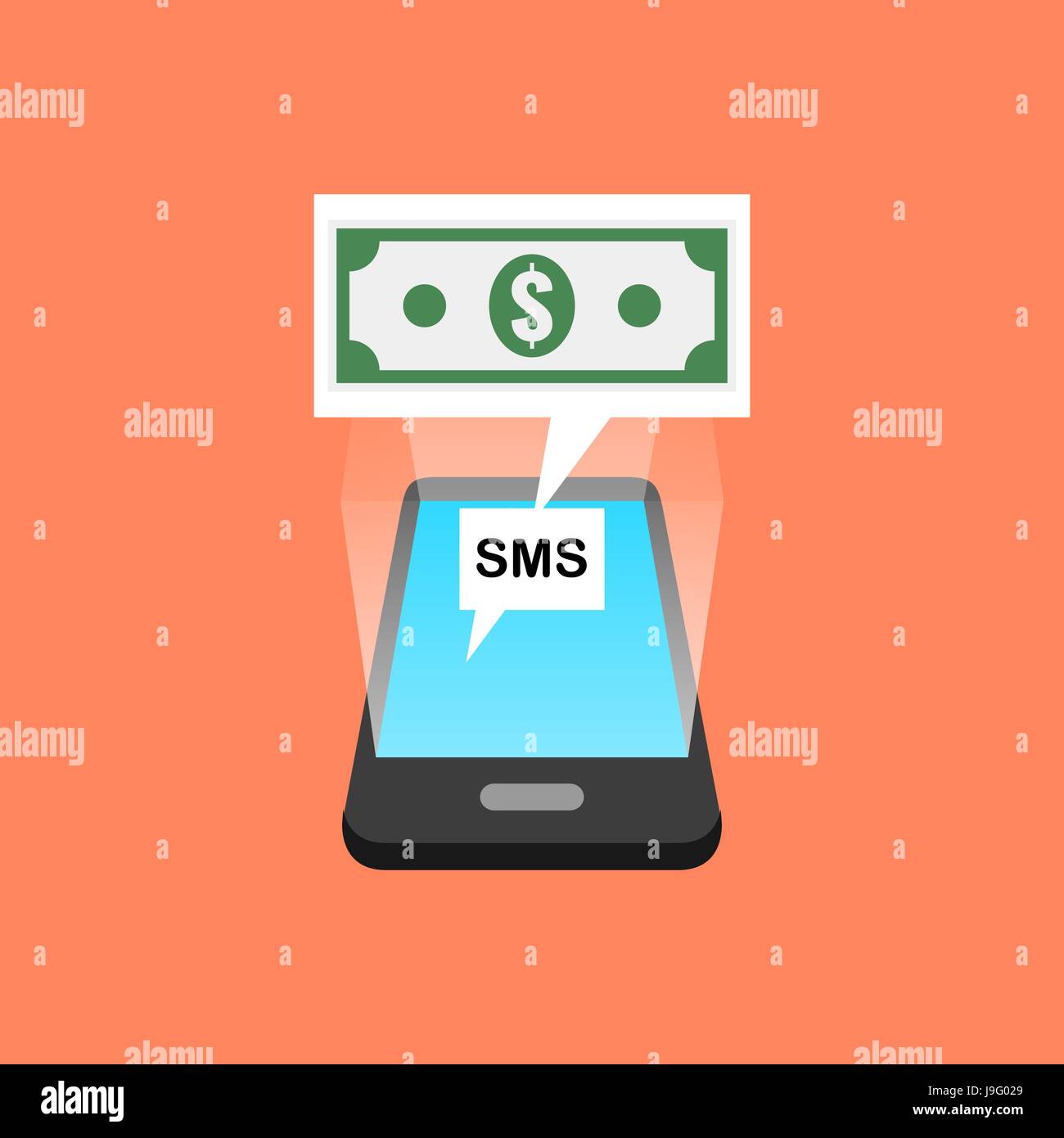 Smartphone sms transaction concept. Isometric design. Vector ...