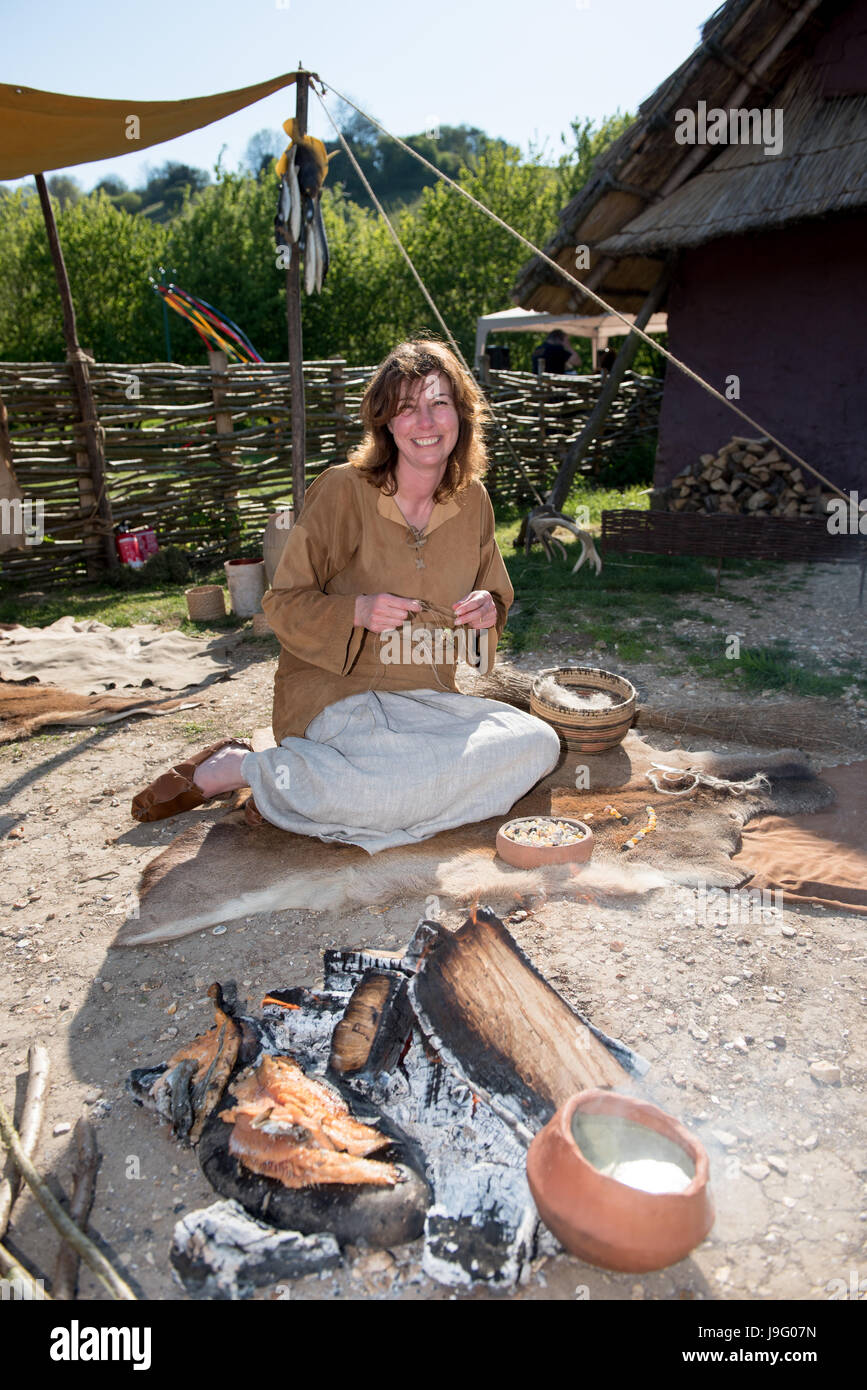 Crafts people demonstrate traditional crafts at the Beltain Festival in ...