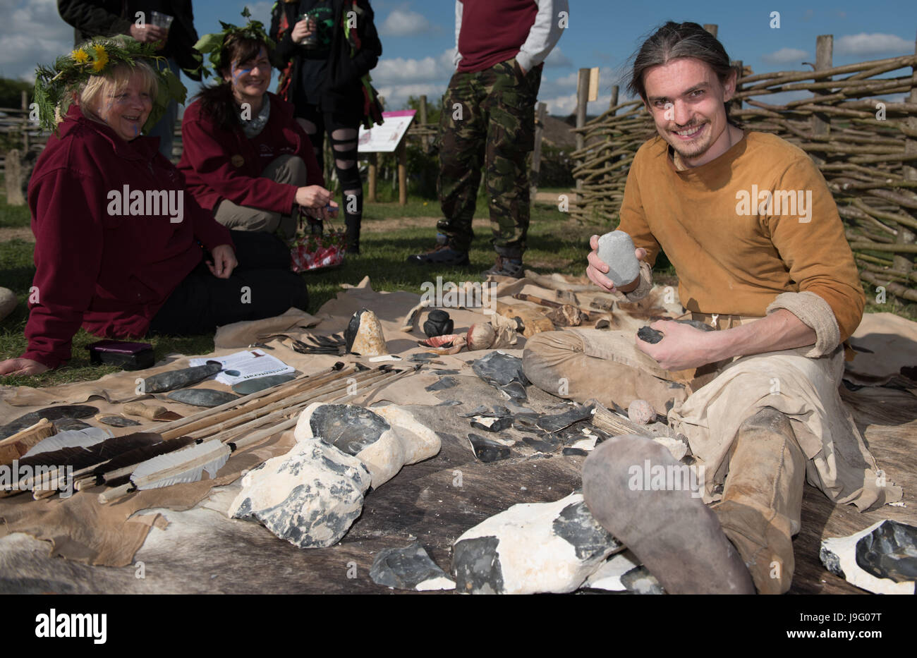 Crafts people demonstrate traditional crafts at the Beltain Festival in ...