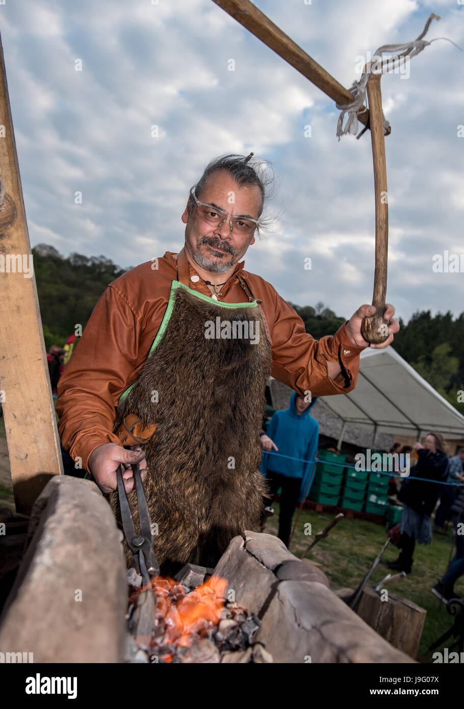 Crafts people demonstrate traditional crafts at the Beltain Festival in ...